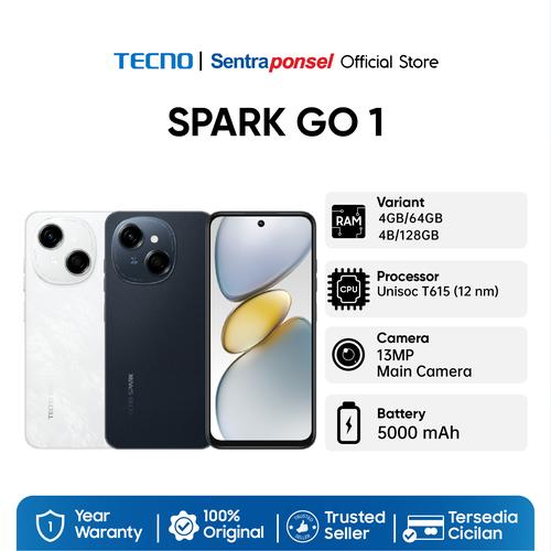 Promo TECNO SPARK Go 1 4/64GB 4GB/128GB, 120Hz Display, T615+4.5G Network, 5000mAh+15W, IP54 ...