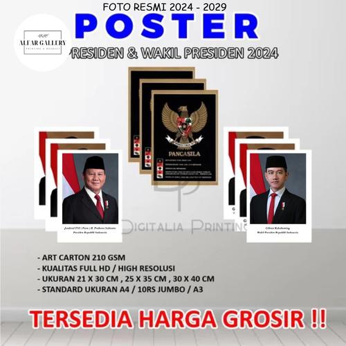 Jual Foto / Poster 21x30cm Presiden dan Wakil Presiden FULL HD 2024 ...