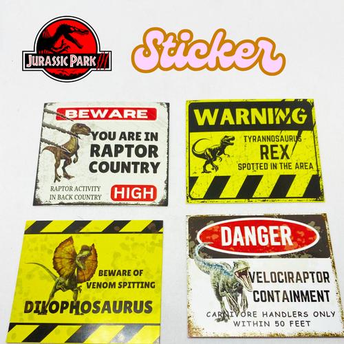 Jual Stiker Jurassic Park T-rex Raptor Sticker - Beware - Kab. Badung ...