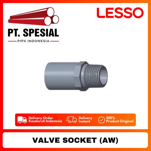 Jual Sock Drat Luar PVC AW Lesso / SDL PVC Lesso / Valve Socket PVC AW - 08 - 3/4" x 1/2 ...