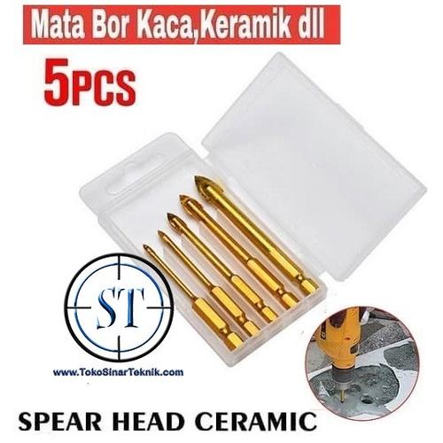 Jual Mata Bor Gold Isi 5 Segitiga Lapisan Titanium alloy Keramik Granit ...