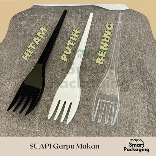 Jual [ISI 50 & 100 PCS] SUAPI Garpu Makan Hitam Putih Susu Bening Kuat ...