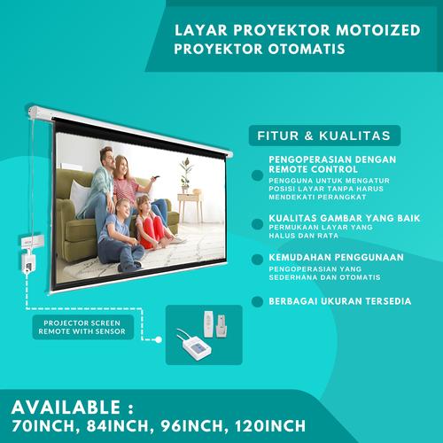 Jual Layar Proyektor Motoric Otomatis 96 INCH - Wall Screen Projector ...