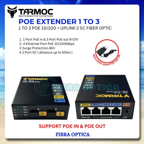 Jual Tarmoc POE Extender Switch 1 to 3 10/100Mbps + 2 Port Uplink SC ...