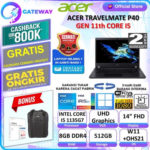 Jual ACER Travelmate P40 TMP40 i5-1135G7 8GB 512GB 14.0FHD W11 OHS ...