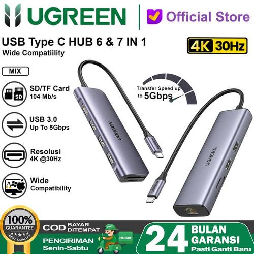 Jual UGREEN USB HUB Type C To USB 3.0 HDMI VGA,TF/SD Card,Ethernet ...