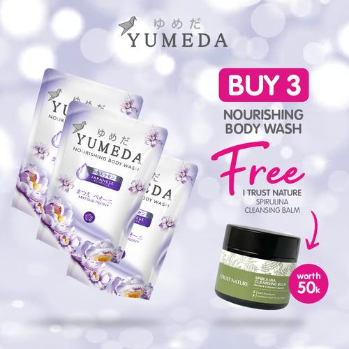 Jual [BUNDLING] YUMEDA Nourishing Body Wash Matsue Peony Pouch 400mL (3 ...