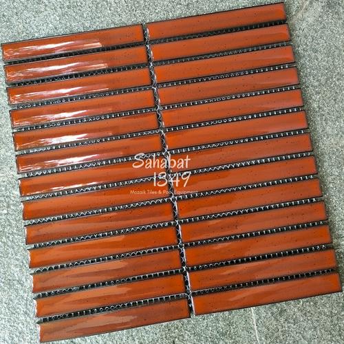 Jual Mosaic Dinding Interior - Venus Pottery Striped Concave Terracotta ...