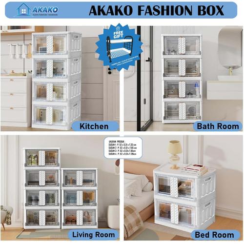 Jual Lemari Plastik Fashion Box AKAKO/Lemari Lipat Akako - SUSUN 4 ...