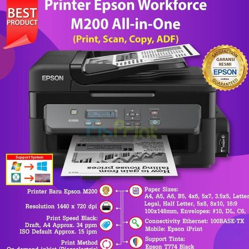 Jual Printer Epson M200 Printer Monochrome Print Scan Copy ADF All in ...