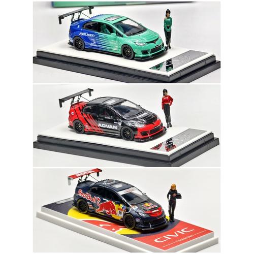 Jual Time Micro Honda Civic FD2 Type R ADVAN FALKEN RED BULL FIGURE Race Series Limited Edition ...