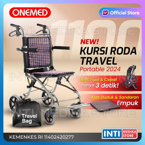 Promo ONEMED - Kursi Roda Lipat TRAVEL PORTABLE Aluminium 1100 + REM ...