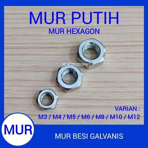 Jual [ 1 PACK = 50 PCS ] MUR M6 PUTIH MUR M8 PUTIH MUR BESI GALVANIS ...