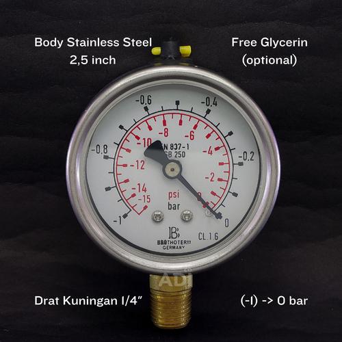 Jual Pressure Gauge Manometer vacuum -1 bar Hydraulic Pengukur Tekanan ...