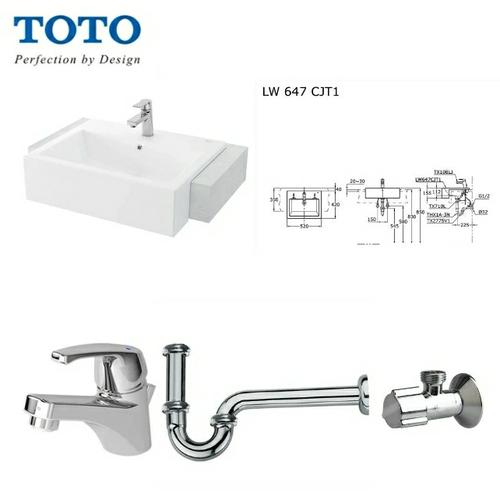 Jual Wastafel TOTO LW 647 CJT1 W/F Comp Set Kran Panas Dingin TX108LDN ...