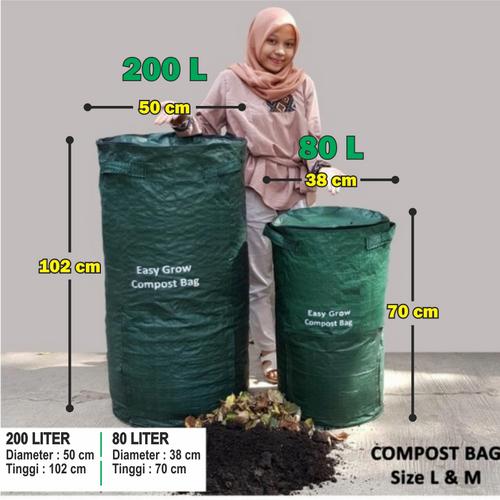 Jual Compost Bag Hijau 200 Liter & 80 Liter Wadah Olah Limbah Sampah ...