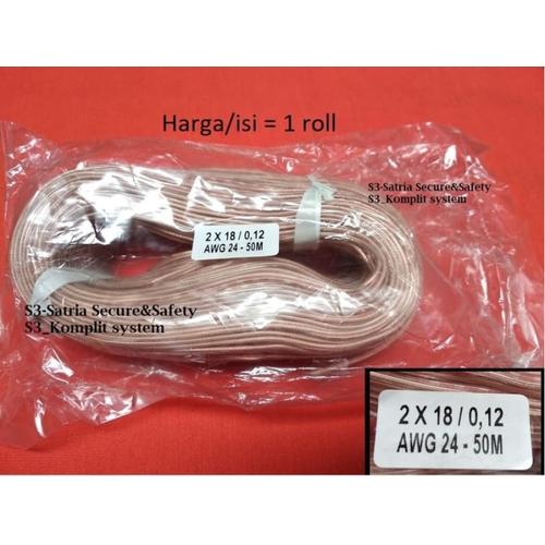 Jual 1roll 1 gulungan 50m Kabel transparan awg24 2x18 2 jalur serabut ...