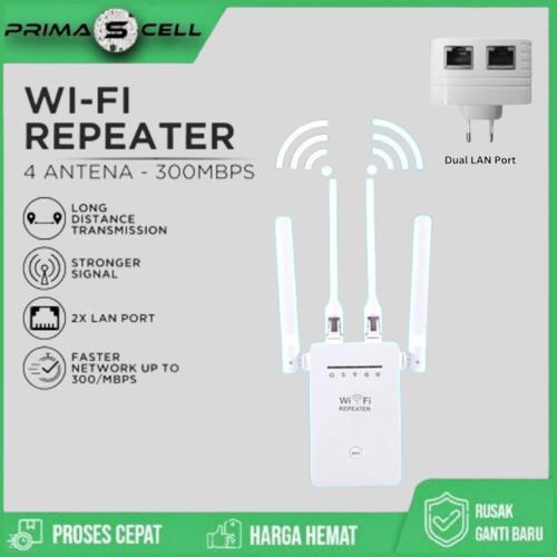 Jual Penguat Sinyal Wifi Extender 300Mbps Jarak Jauh 4 Antena 2 LAN ...