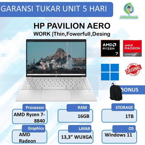 Promo HP PAVILION AERO 13 RYZEN 7 8840 16GB 1TB W11+OHS 13.3WUXGA IPS ...