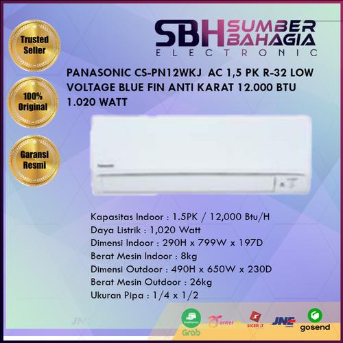 Jual PANASONIC CS-PN12WKJ AC 1 1/2 PK R-32 LOW VOLTAGE BLUE FIN ANTI ...