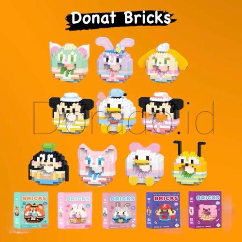 Jual DIY Susun Balok Blok Mini Kartun Bricks Donat Disney Mainan Balok ...