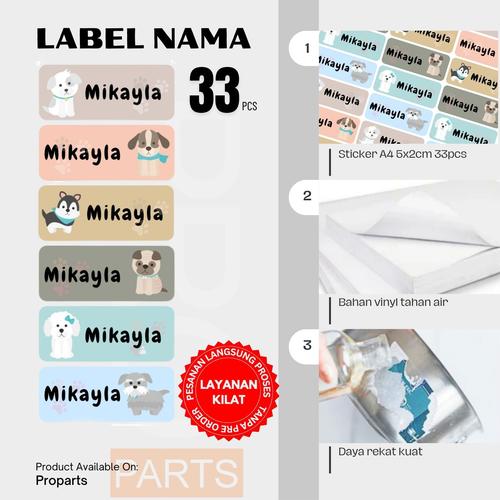 Jual STICKER LABEL NAMA EDISI DOG / ANJING VINYL WATERPROOF 5x2cm ...