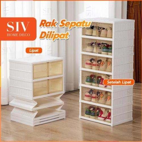 Jual ADA STOK 【Bebas Instalasi】SIV Rak Sepatu Lipat Susun Lemari Sepatu ...