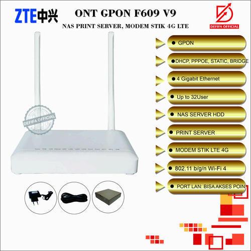 Jual Modem Router Fiber Optik ONT ONU ZTE F609 V9 GPON WIFI Wireless ...