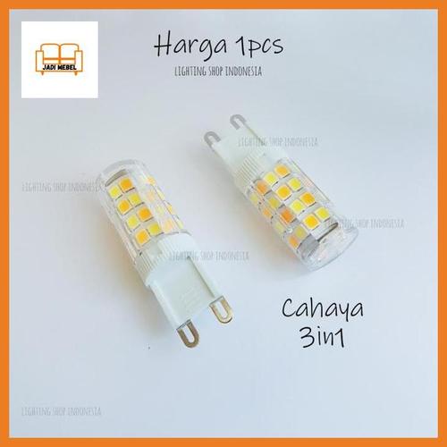 Jual JADI MEBEL Lampu Halogen Kacang led kaki G9 5W 3warna putih warm ...