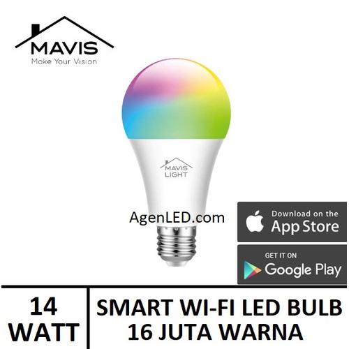 Promo MAVIS Lampu Smart WiFi LED 14W Full Color Bulb Bluetooth 14 w ...