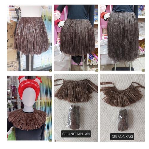 Jual Set Rok Rumbai / Rok Hula Tali Rafia HAND MADE warna Coklat ...