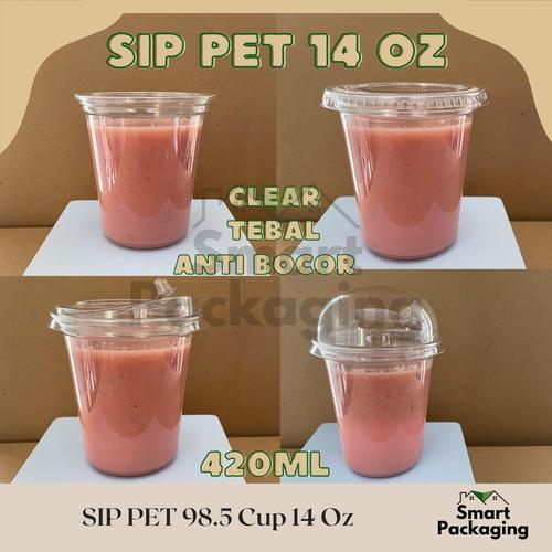 Jual [ISI 50 PCS] SIP Plastic Cup PET / Gelas Plastik PET 14 Oz 98.5 / Gelas Plastik Tebal 420ml ...