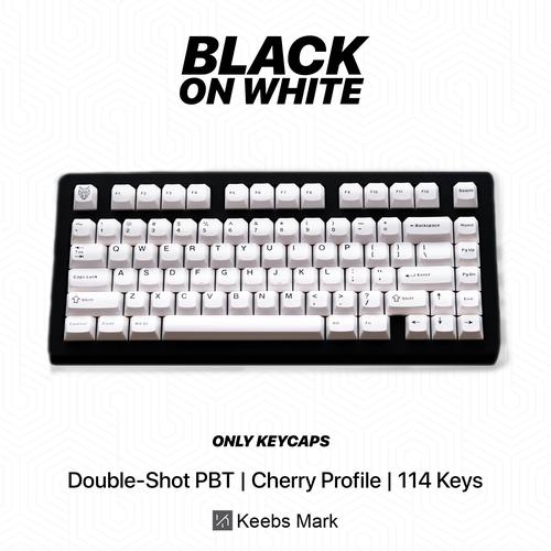 Jual Black On White / BOW Keycaps PBT Doubleshot 114 Keys Cherry ...