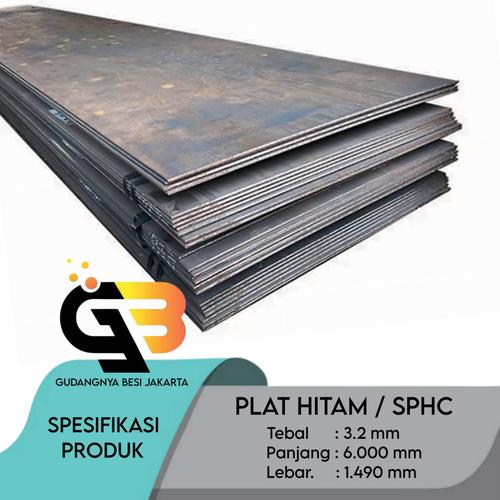 Jual Besi Plat Hitam SPHC Tebal 3.2 mm Panjang 6.000 mm Lebar 1.490 mm ...