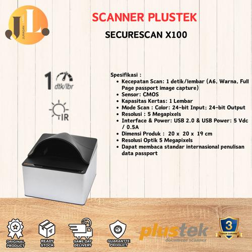 Jual Scanner Plustek Passport SecureScan X100 -1 Detik/Lembar (A6 ...