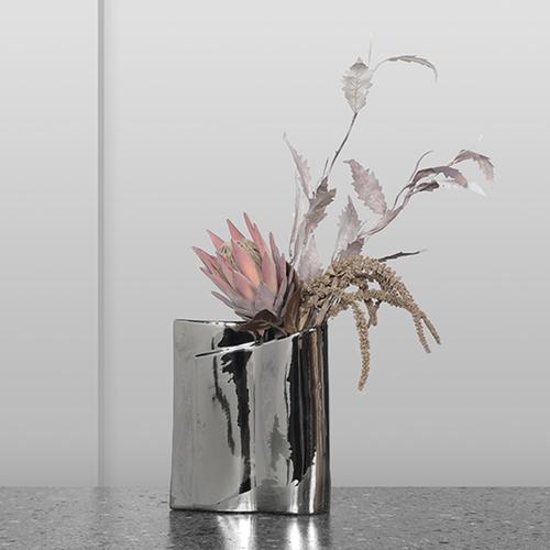 Jual Vase Meja Unik Minimalis / Arter Silver Vase Futuristic 3872 ...