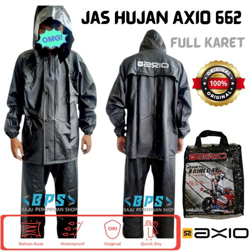 Jual Jas Hujan Axio 662 Original Karet Rubber/Setelan Mantel Mantol Ujan - Biru Tua/Navy, XL ...