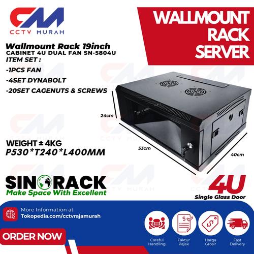 Jual Wallmount Rack 4U, Rak Server Single Door 4U - 53x40x24 Fan ...