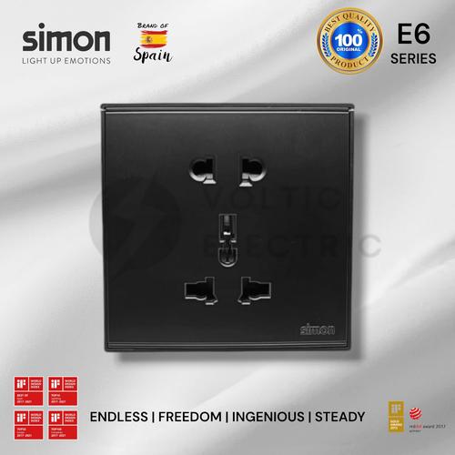 Jual Stop kontak Universal Simon E6 Black Hitam Doff 2 Pin Socket and ...