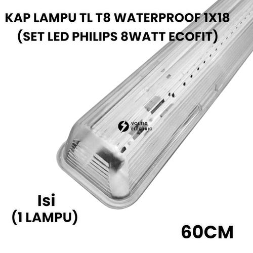 Jual KAP LAMPU TL WATERPROOF 1x18 IP65 SET LAMPU 8 WATT LED PHILIPS ...