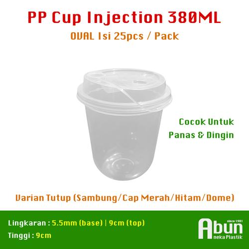 Promo Cup PP Injection 380ml (12oz) Oval Isi 25pcs (Plus Lid+Cap ...