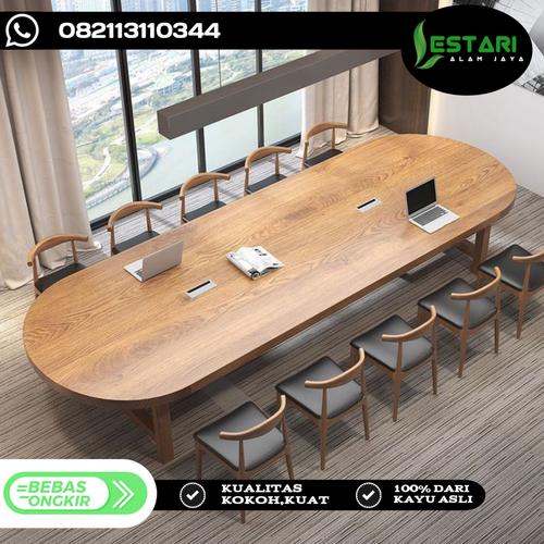 Jual meja meeting oval - meja rapat oval 240 × 80 × 75 cm + kursi 8 pcs ...