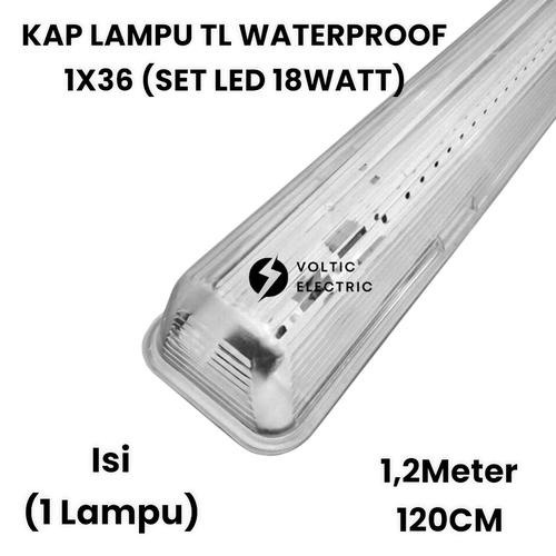 Jual KAP LAMPU TL WATERPROOF 1X36 IP65 SET LAMPU 18 WATT LED 120 CM KAP ...