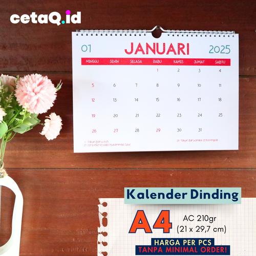 Jual Kalender Dinding Spiral A4 12 lembar | Cetak Kalender Custom ...