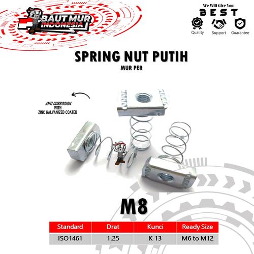Jual SPRING NUT PER GALVANIS M8 - LONG - Kab. Bekasi - BAUTMUR ...