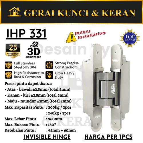 Jual PALOMA IHP 331 Engsel Tanam Pintu Invisible Concealed Hinge Pintu ...