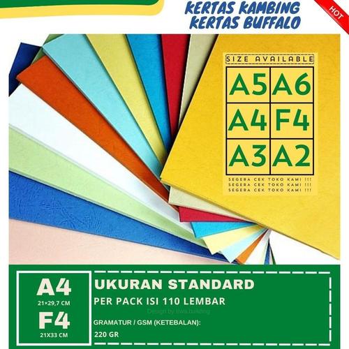 Jual KERTAS BUFALLO/KERTAS KAMBING A4 F4 ANEKA WARNA PERPACK ISI 110 ...