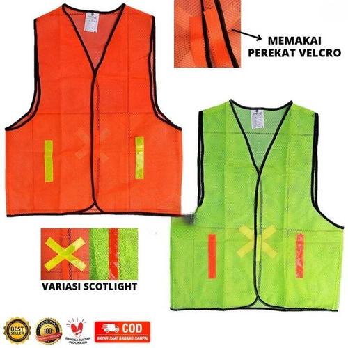 Jual Rompi Safety Jaring Proyek Orange Hijau Spotlight reflector GOSAVE ...