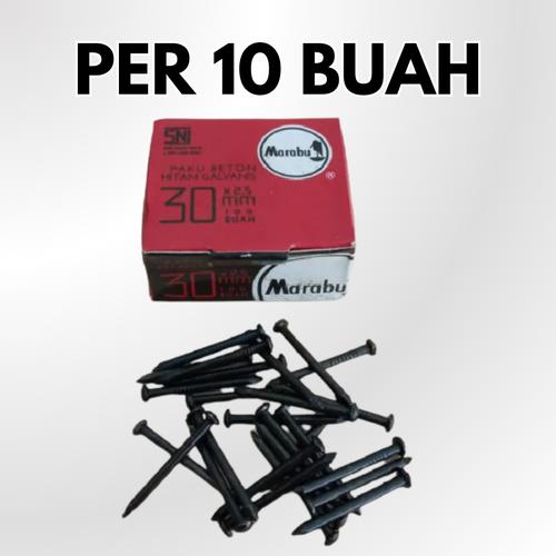 Jual Per 10 buah Paku Beton 3 cm Marabu Hitam Paku Tembok Dinding 30 mm ...