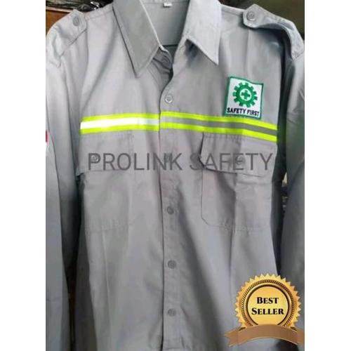 Jual AS - Seragam baju safety abu abu soctlight hijau drill logo bordil ...